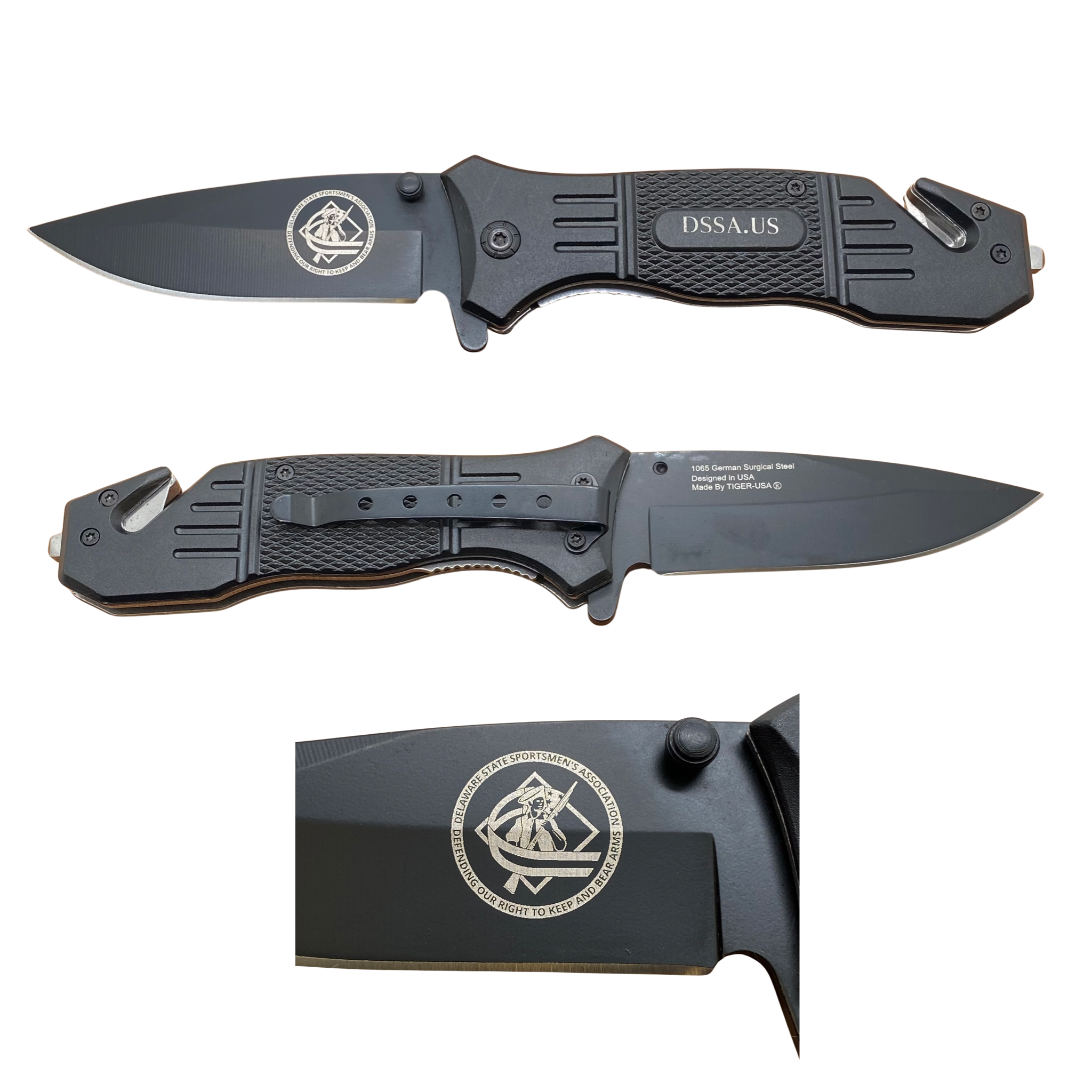 Tiger USA Tactical Folding Knife with DSSA Logo Laser Engraved | SJB ...