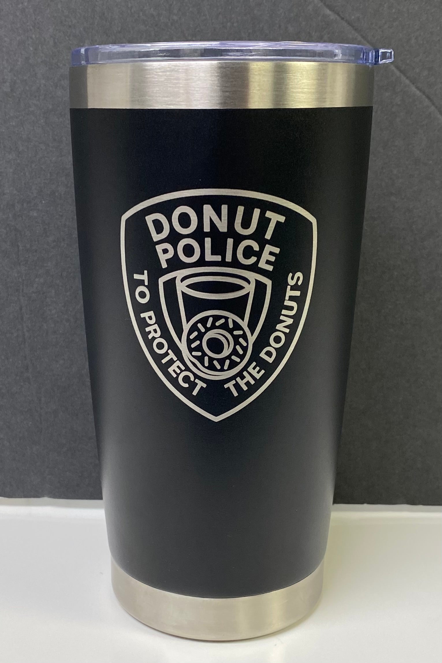 Cool Yoleb 20 oz Tumbler with Laser Engraved Donut Police | SJB Island ...